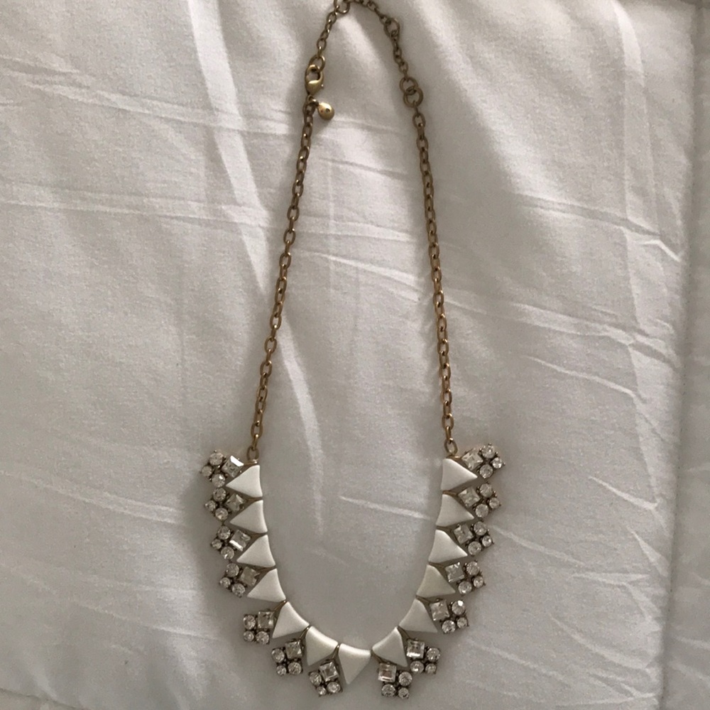 White & Gold J. Crew Necklace - Gem